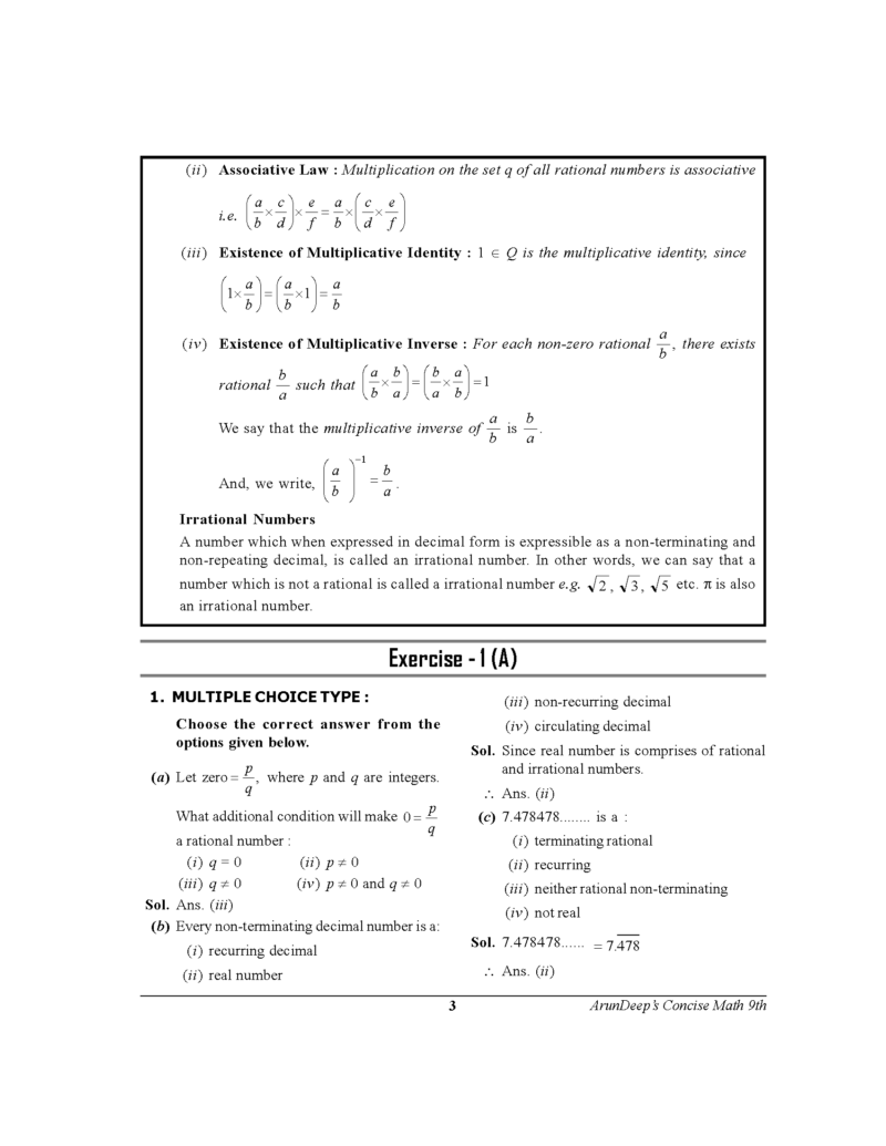 ARUN DEEP'S SELF-HELP TO I.C.S.E. CONCISE MATHEMATICS CLASS 9 : 2025-26 ...